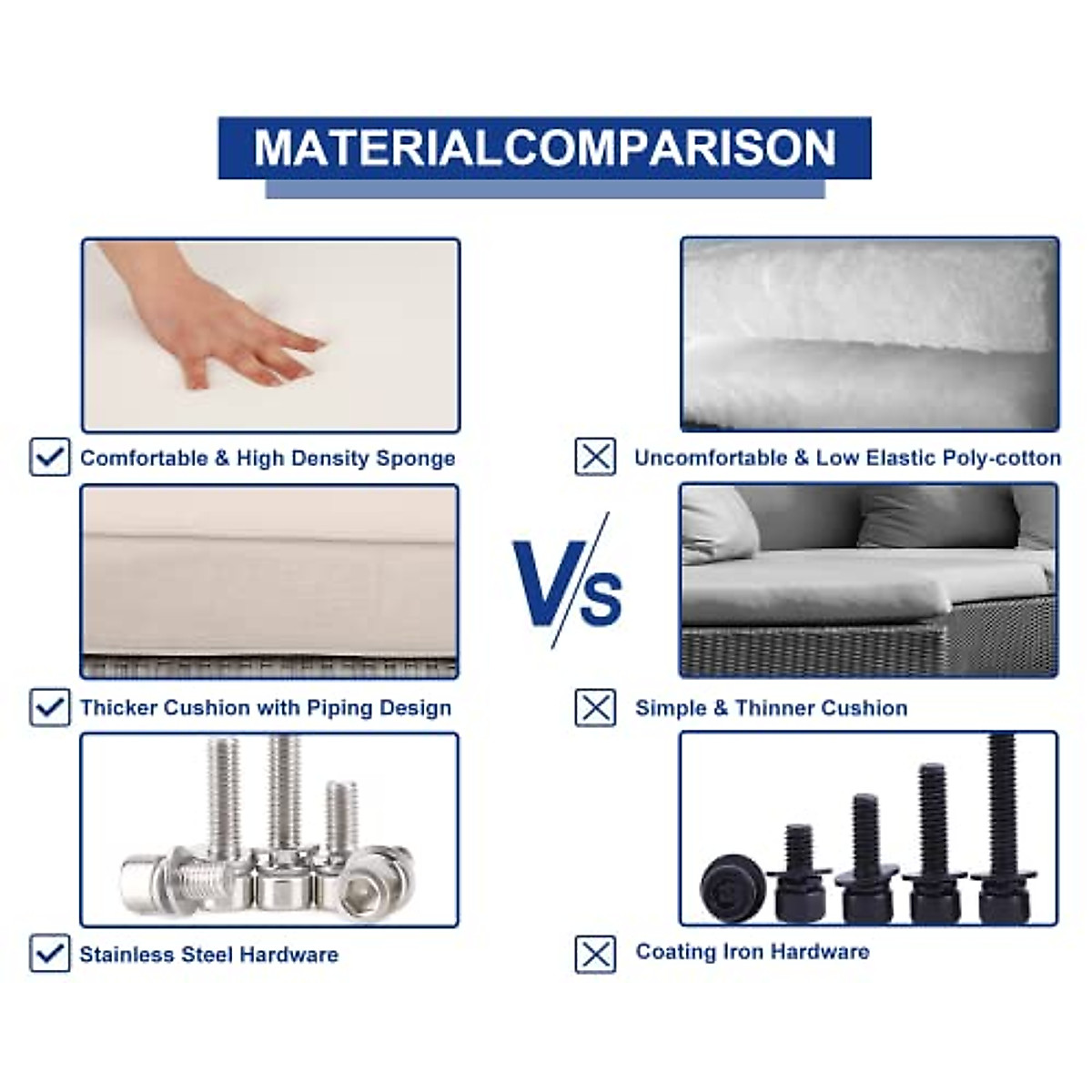 BPTD 7 Piece Patio Furniture Sets Outdoor Sectional Sofa Rattan Patio Conversation Set PE Rattan Wicker Outside Couch with Table and Cushions for Porch Lawn Garden Backyard (Sandy Brown)