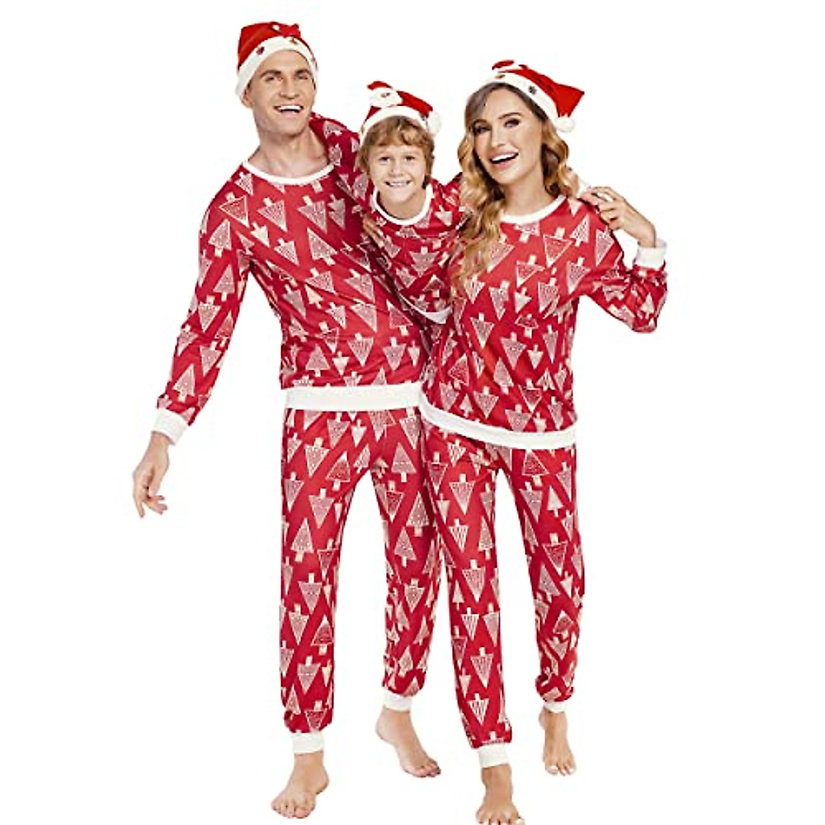 Ekouaer Matching Family Pajamas Set Christmas Pjs Holiday Sleepwear Sets Printed Long Sleeve Nightwear