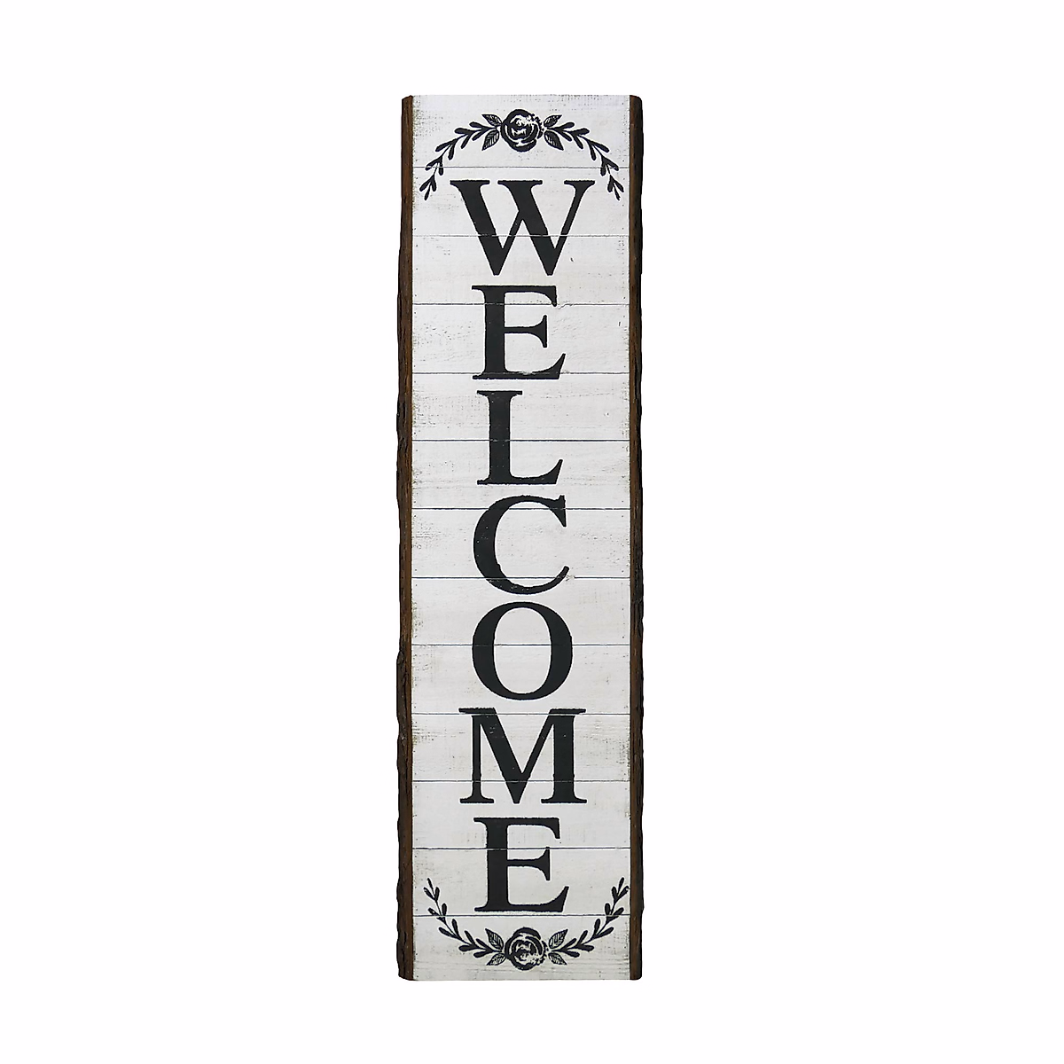 NIKKY HOME Large Vertical Welcome Word Sign for Porch Front Door Entryway Rustic Wooden Plaque Wall Hanging Decor, 46.5 x 12.5 Inch