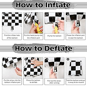 Checkered Number Balloon 1, Large Self Inflating Black and White Number 1 Balloon Decor, 40 Inch Helium Foil 1 Racing Balloons for Girls Boys 1st Birthday Fast Race Car Flag Party Decorations Supplies