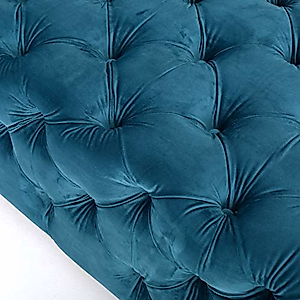 Christopher Knight Home Piper Velvet Ottoman, Dark Teal, Rectangle