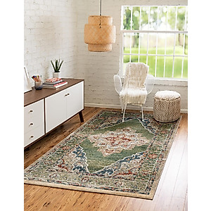 Unique Loom Isabella Collection Area Rug - Rossellini (4' 1" x 6' 1" Rectangle, Green/ Blue)