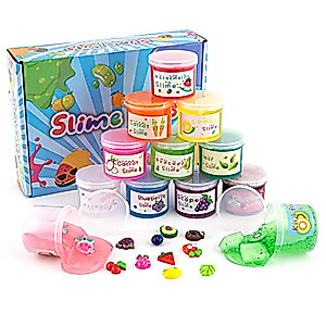 12 Pack Crystal Slime, Clear Jelly Cube Glimmer Crunchy Slime for Kids, Idea Stress Relief Toy, Kids Party Favor, Birthday Easter Christmas New Year Gift for Girls and Boys Age 6 7 8 9 10+