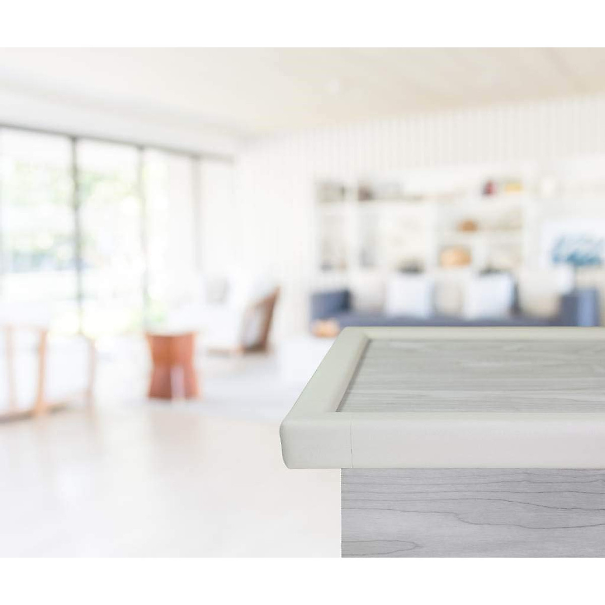 KidKusion Table Cushion | Made in USA | 12 Feet + 4 Corners | Off White | Baby Proof Furniture Edge and Corner Guards