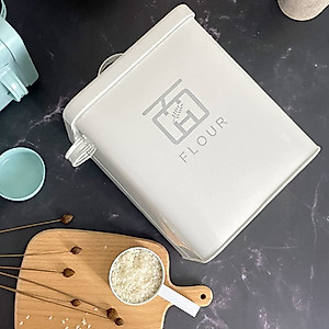 Cabilock Box Flour Bucket Iron White To Rotate Organizer Household