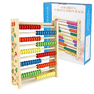 Sealive Classic Wooden Abacus for Kids Math, Educational Counting Toy with 100 Beads, 123 Learning Number Abacus for Toddler, Mathematics Toy Beads Game for Preschool Children Kindergarten