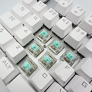 ZugGear Linear Switches 62g Transparent Aqua Teal Switch with Gold-Plated Spring Smooth Creamy Green Stem 5 Pins Linear Keyswitch (DUROCK L2 Clear, 20pcs)