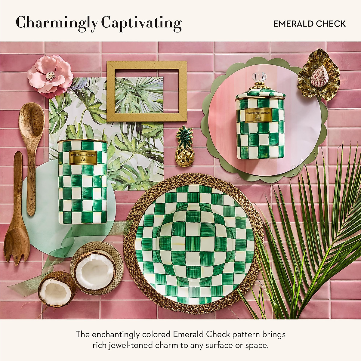 MACKENZIE-CHILDS Courtly Check Enamel Utensil Holder, Cute Holder for Utensils