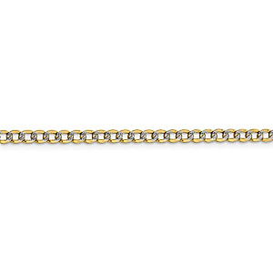 Sonia Jewels 14k White and Yellow Gold Two Toned 3.4mm Pave Curb Cuban Chain Necklace - with Secure Lobster Lock Clasp 20"