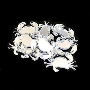 Super Cool Creations Crab Shaped Crafting Mirrors, Set of 10, Many Colours, Shatterproof Acrylic, Duck Egg Blue, Pack of 10 x 9cm