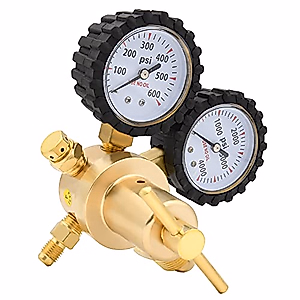 Nitrogen Regulator 0-600PSI CGA580 Inlet, 1/4-Inch Male Flare Outlet Connection, Heavy-Duty Handle, Self-reseating Relief Valve, Nitrogen Regulator Hvac, Helium Regulator, by NAKAO