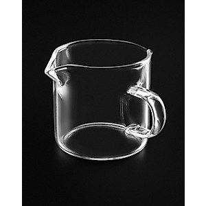 QWORK Double Spouts Espresso Shot Glass Cup Without Scale, 2 Pack Clear Glass Round Beaker with Handle, Suitable for Milk Coffee