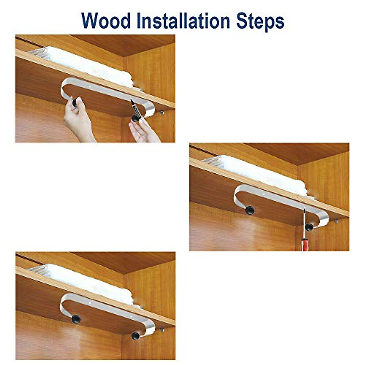 TSMST Paper Towel Holder Stainless Steel Under Cabinet/Wall-Mounted Paper Towel Rack for Kitchen, Bathroom, Easy to Install