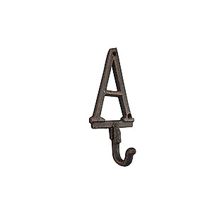 Handcrafted Nautical Decor Rustic Copper Cast Iron Letter A Alphabet Wall Hook 6"
