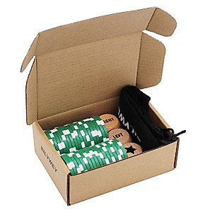 Left Right Center Dice Game Set with 3Pcs Beech Wood Dices + 36Pcs 11.5g Poker Chips (Green)