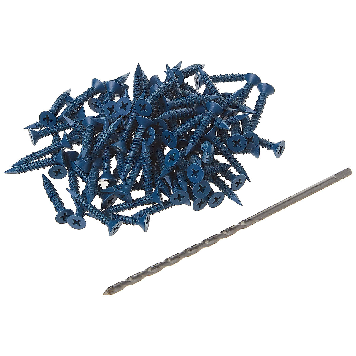 SNUG Fasteners (SNG480) 100 Qty 3/16 x 1-1/4 Flat Head Phillips Diamond Tip Concrete Screws to Anchor Masonry, Block & Brick, Count