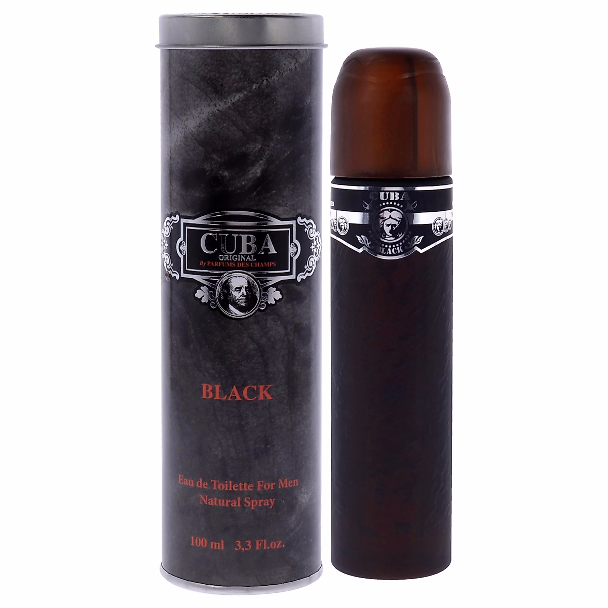 Cuba Black by Cuba for Men EDT Spray, CUBA Black, Fragluxe, 3.3 Ounce