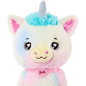Barbie Stuffed Animals, Unicorn Toys, Plush Unicorn with Dessert-Themed Purse Playset and 5 Accessories, Chef Pet Adventure
