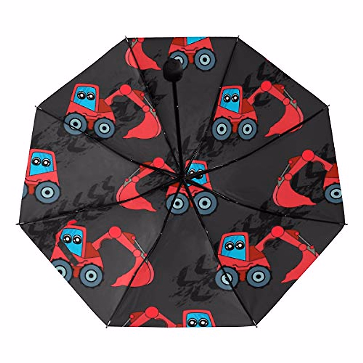 Toy Tractor Child Retro Creative Art Painting Cartoon Animation Compact Travel Umbrella Parasol Anti Uv Foldable Umbrellas(underside Printing) As Best Present For Women Uv Protection