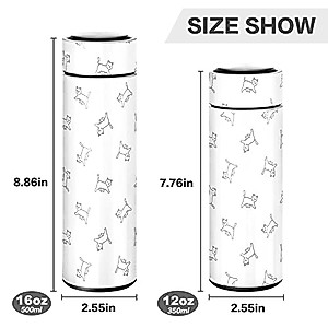 CaTaKu White Cute Cats Water Bottle Insulated 16 oz Stainless Steel Flask Thermos Bottle for Coffee Water Drink Reusable Wide Mouth Vacuum Travel Mug Cup
