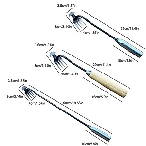 TNOODA Weeding Artifact Uprooting Weeding Tool, 2023 New Premium Manganese Steel Forged Weed Puller 4 Teeth Dual Purpose Weeder, Manual Hand Weeder Tool for Garden with Long Handle for Garden (A+B+C)