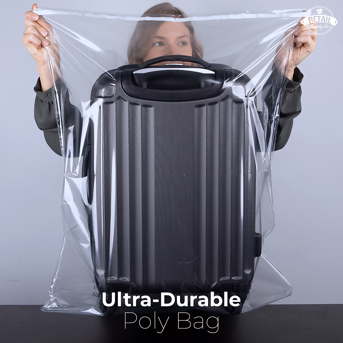 Poly Bags with Suffocation Warning - 24x28 Resealable - 100 Pack - Clear Poly Bags - Retail Supply Co