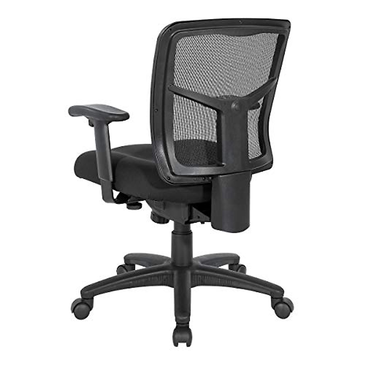 Office Star ProGrid Breathable Mesh Back Manager's Office Chair with Built-in Lumbar Support and Height Adjustable Padded Arms, Coal FreeFlex Fabric