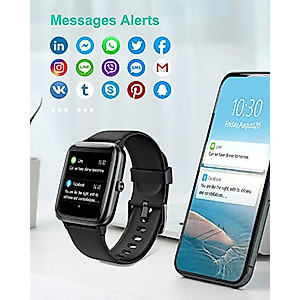 GRV Smart Watch for iOS and Android Phones, Watches for Men Women IP68 Waterproof Smartwatch Fitness Tracker Watch with Heart Rate/Sleep Monitor Steps Calories Counter (Black)
