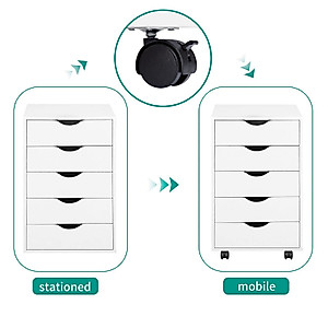 Naomi Home 5 Drawer Dresser for Bedroom, Stylish Tall Dressers with Wheels, Storage Shelves, Small Dresser for Closet, Makeup Dresser with 180 lbs Capacity - White