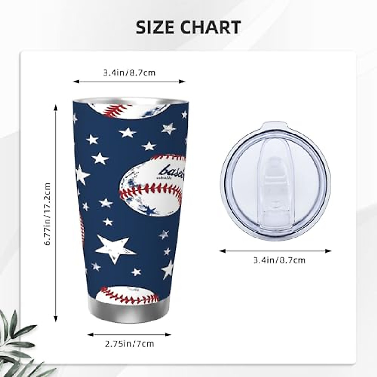 AYCZN Vintage Baseball Star 20 OZ Tumbler Stainless Steel Travel Coffee Mug, Sport Ball Insulated Water Bottle with Lid and 2 StrawsLeakproof Thermal Cup