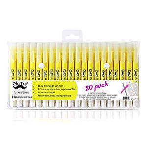 Mr. Pen- Gel Highlighters, Bible Highlighter, Pack of 20, No Bleed Highlighter, Yellow Highlighters, Dry Highlighter, Bible Study Highlighter, Bible Journaling Supplies, Bible Markers for Tabs