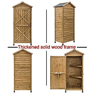 DANGRUUT Outdoor Storage Sheds, Fir Wood Tool Lockers with Workstation, Garden Wooden Arrow Shed, Organizer Cabinet for Backyard，Garden，Patio