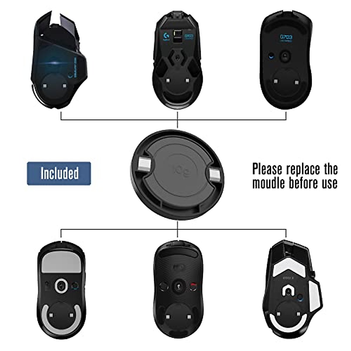 Soarking Charging Dock for Logitech Computer Mouse G Pro X Superlight, G502/G502X/G502X Plus Lightspeed, G703, G903 Lightspeed and PRO Mice Powerplay Wireless System