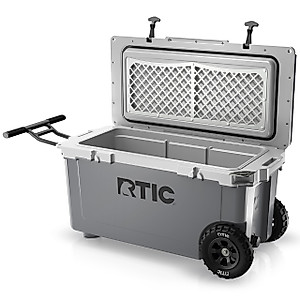 RTIC 72 Quart Ultra-Light Wheeled Cooler Hard Insulated Portable Ice Chest Box for Beach, Drink, Beverage, Camping, Picnic, Fishing, Boat, BBQ, 30% Lighter Than Rotomolded Coolers, Dark & Cool Grey