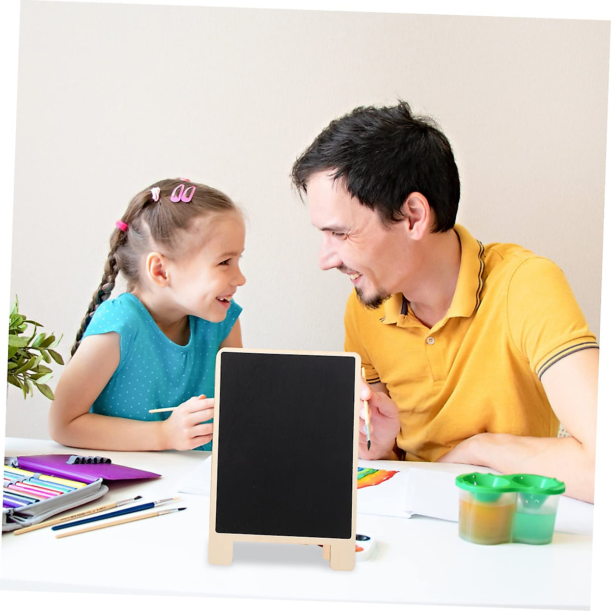 Alasum 2Pcs Small Blackboard Place Square Mini Blackboard Signs Garden Labels Double Sided Blackboard Plant Signs Kids Creative Graffiti Chalkboards Dual Purpose Ornaments Office Wooden