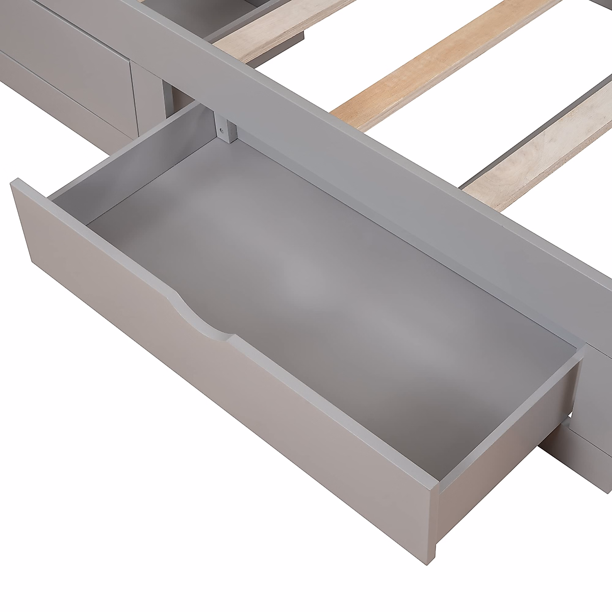 CITYLIGHT Twin to King Daybed with Storage Drawers, Wood Extendable Daybed with Trundle, Kids Sofa Bed Frame for Bedroom Living Room, No Box Spring Needed (Twin to King, Gray)