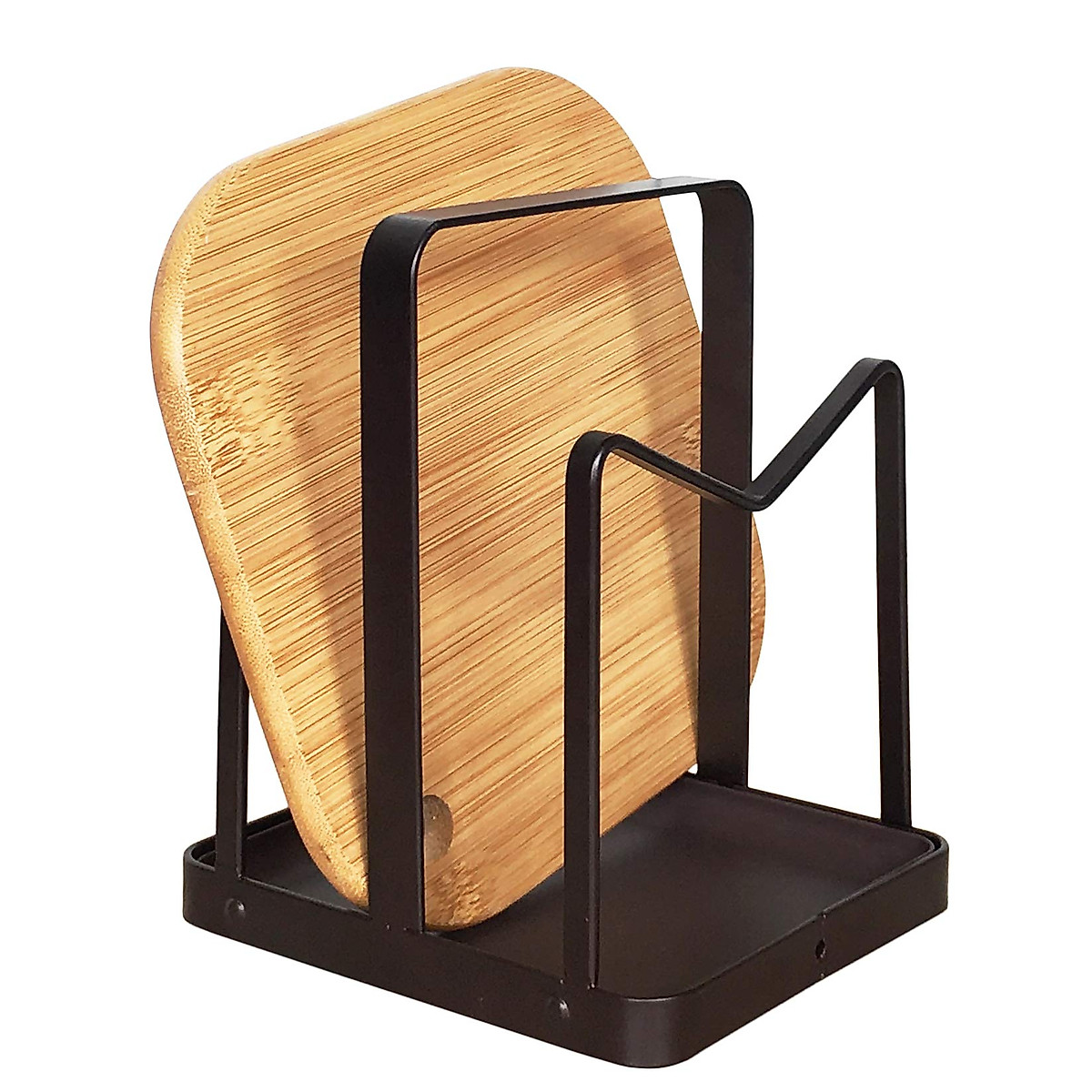 Pot Lid Holder Cutting Board Drain Rack Countertop Storage Shelf(Black)