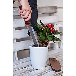 HOKURU Hori Hori Knife - Landscaping, Digging, Weeding, Cutting, Planting Gardening Tool With Leather Sheath, Stainless Steel Blade and Sharpening Stone