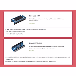 Raspberry Pi Pico Evaluation Kit (Type B) RPi Pico with Pre-Soldered Header+1.14 inch LCD Display+10-DOF IMU Sensor+GPIO Expander+Dual GPIO Expander