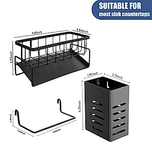 HWultra Sponge Holder for Kitchen Sink, with Two Brush Holder and Stainless Steel Self Drain Tray (1 sponge holder+ 2 small holder)