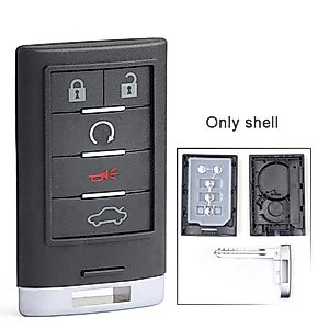 Beefunny Replacement Remote Car Key Shell Case Fob 5 Button for Cadillac CTS STS 2008-2013 M3N5WY7777A (1)