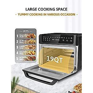 Gevi Air Fryer Toaster Oven Combo, Large Digital LED Screen Convection Oven with Rotisserie and Dehydrator, Extra Large Capacity Countertop Oven with Online Recipes