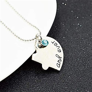 MileHouse Fine Necklace for Girls,4Pcs/Set Best Friend BFF Friendship Puzzle Rhinestone Heart Matching Necklace