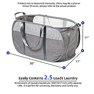 Fenlosi Tear Proof Pop Up Laundry Hampers, with Strong Handles Laundry Hamper, Easy to Carry & Go Up and Down Stairs, Honeycomb Mesh-Breathable, Easy to Collapsible Laundry Basket. (2.5Loads, Large)