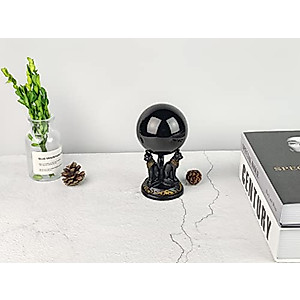 OmyLens Bast Bastet Cats Crystal Ball Stand Sphere Display, Natural Healing Feng Shui Glass Orb Holder Base Statue Decoration, for 40mm-80mm Ball