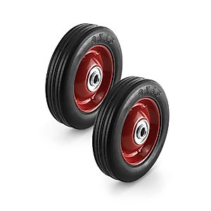 QWORK 2 Pack 6" x 1.5",1/2" Axle, Premium Rubber Wheel with Ball Bearing, Hand Truck Wheel, Capacity up to 132 lbs