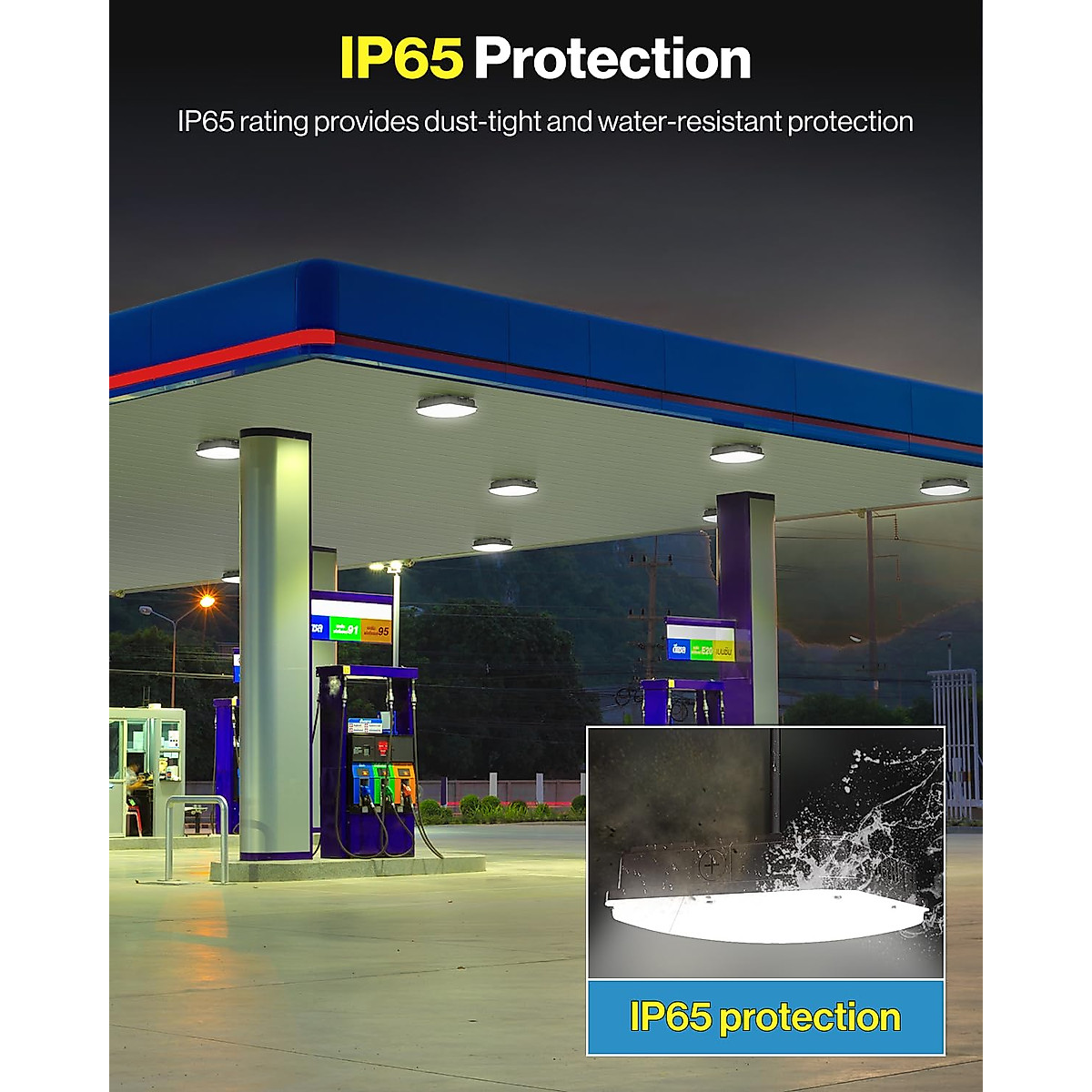 Sunco 6 Pack Square Canopy Light LED, Ceiling Commercial Outdoor, 40W, 5800 Lumens, 5000K Daylight, Dimmable (0-10V), Waterproof IP65, for Warehouse, Garage, Gas Station ETL/DLC