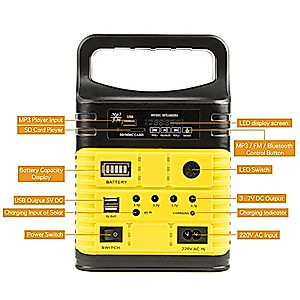 Solar Generator - Portable Power Station for Emergency Power Supply,Portable Generators for Camping,Home Use&Outdoor,Solar Powered Generator With Panel Including 3 Sets LED Light (Yellow)