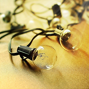 SUNSGNE 25 Pack G40 Replacement Bulbs 5W Clear Globe Bulbs 1.5-Inch String Light Replacement Bulbs for Indoor Outdoor Patio Decor- Fits E12/C7 Candelabra Screw Base Sockets, Warm White