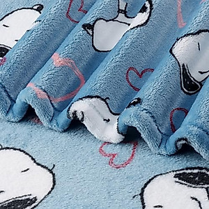 Berkshire Blanket Peanuts® VelvetLoft® Cute Character Snoopy Plush Throw Blanket,Peanuts Snoopys Heart Toss Blue,Throw 55 in x 70 in (Official Peanuts® Product)